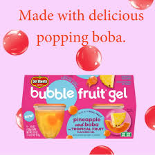 DEL MONTE BUBBLE FRUIT GEL CUPS 4 pack "Pineapple & Boba in Tropical F ...