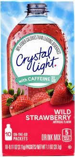 CRYSTAL LIGHT ON THE GO DRINK MIX 10 Packets "With Caffeine, Wild Stra ...